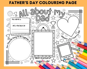 All About My Dad Printable Worksheet for Father's Day - Etsy