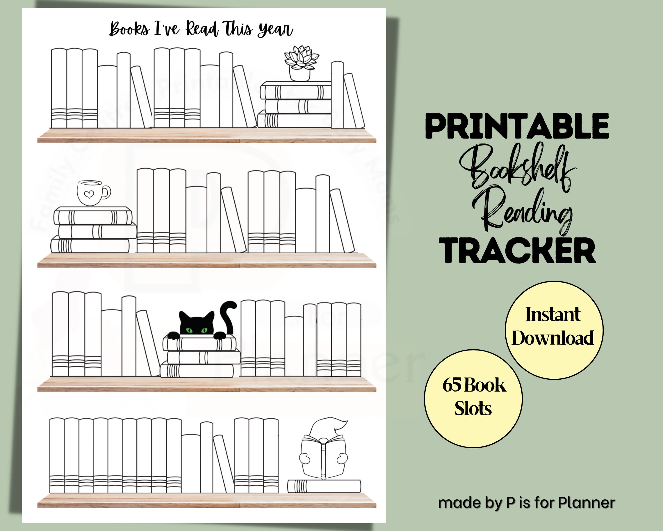 Bookshelf Reading Tracker Printable, Yearly Reading Challenge, Books I ...