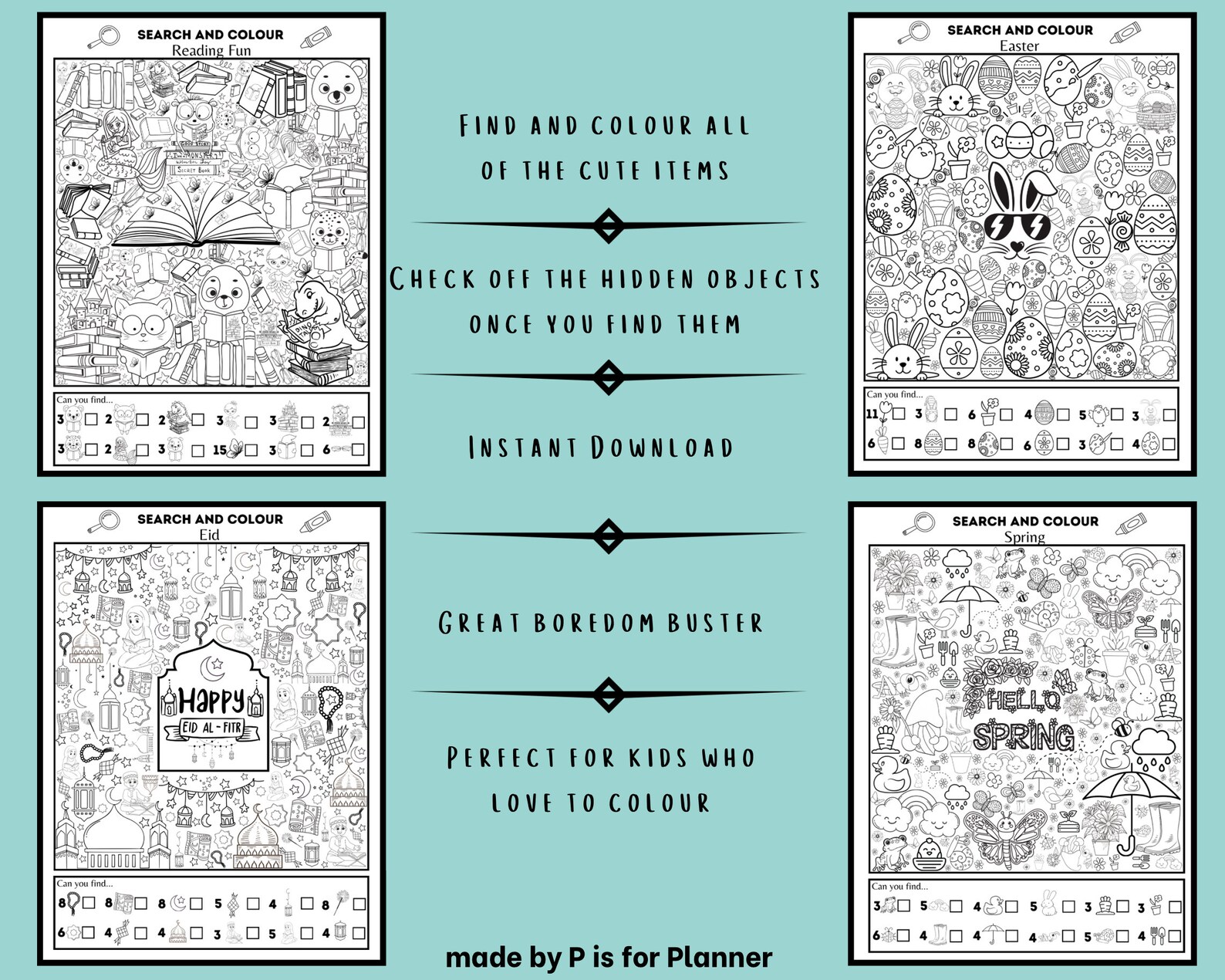 Search and Color Game Bundle, Printable Seek and Find Hidden Objects ...