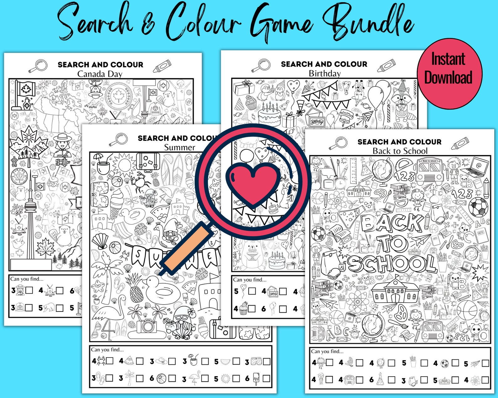 Search and Colour Printable Game Bundle Seek and Find Kids - Etsy