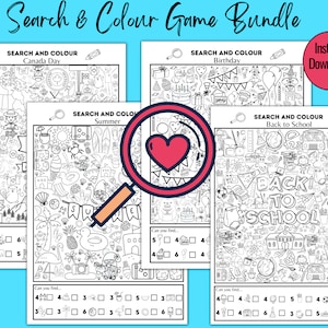 Search and Colour Printable Game Bundle, Seek and Find Kids Activity ...