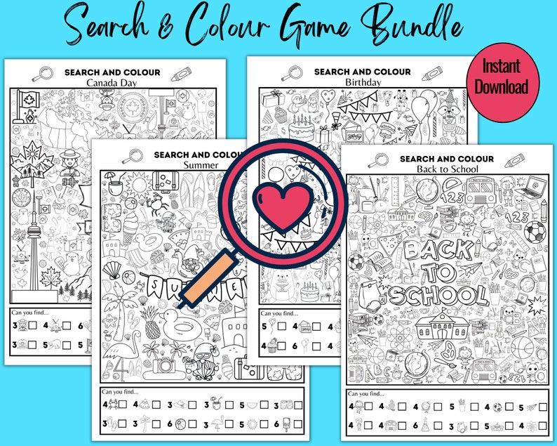 Search and Colour Printable Game Bundle Seek and Find Kids - Etsy