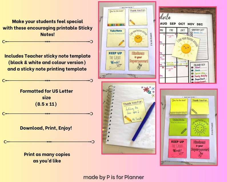 Back to School Sticky Notes, Printable Sticky Notes, Teacher Notes ...