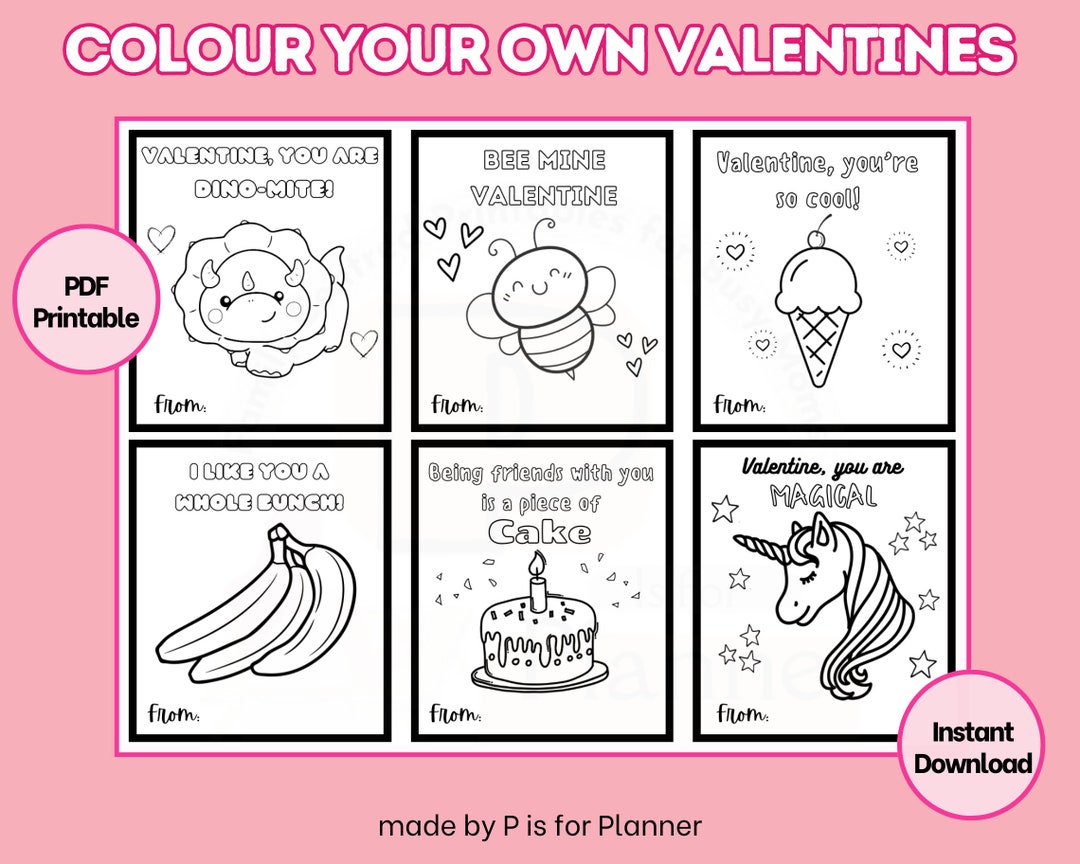 Color Your Own Valentine Cards, Printable Valentines Cards, Classroom ...