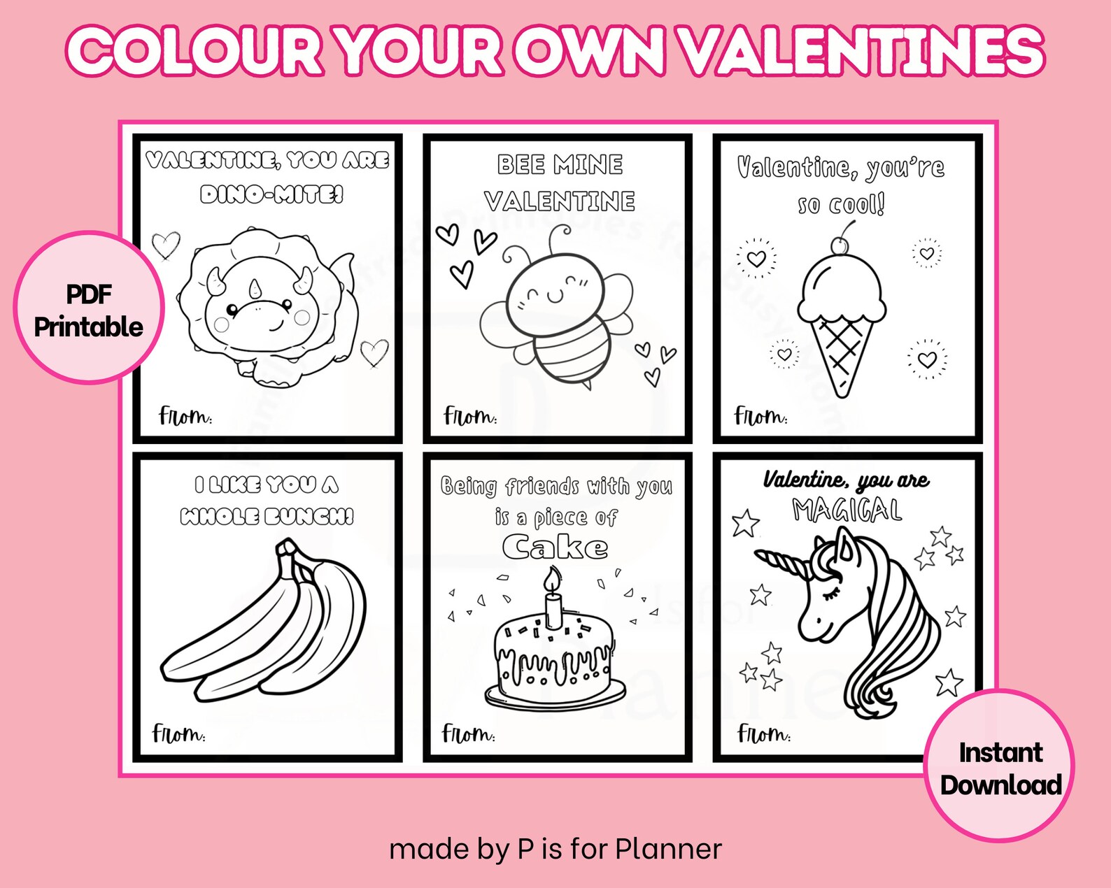 Color Your Own Valentine Cards, Printable Valentines Cards, Classroom ...