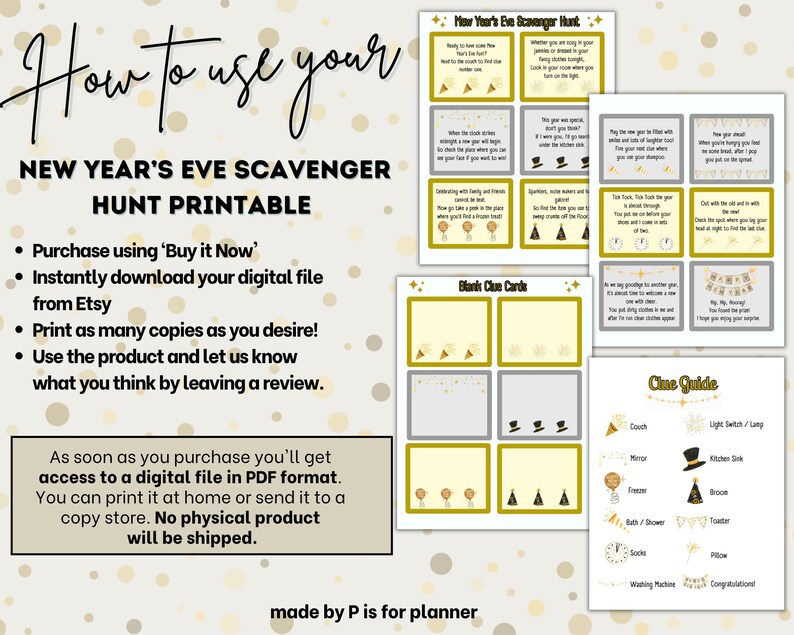 New Years Eve Scavenger Hunt for Kids, Indoor Holiday Treasure Hunt ...