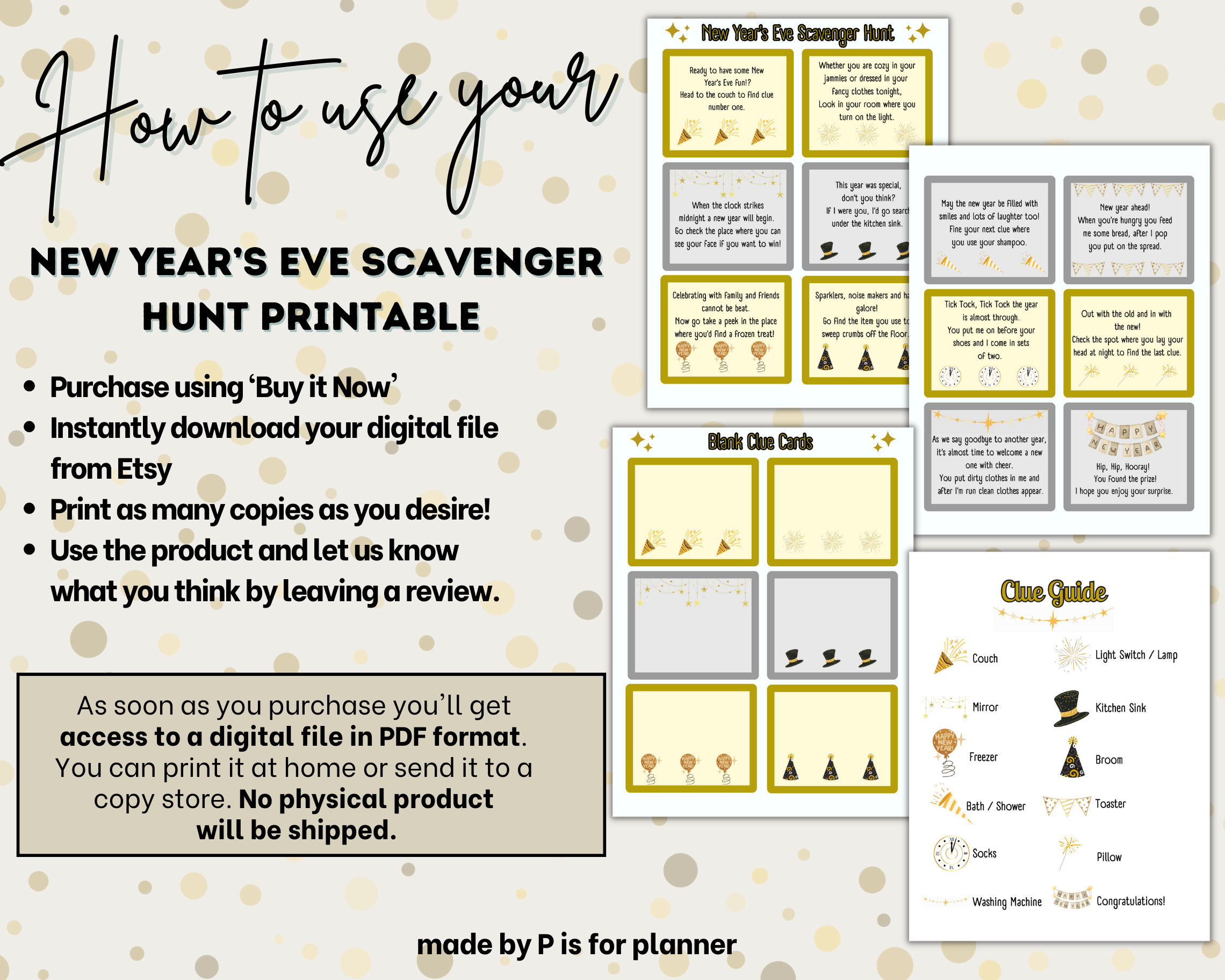 New Years Eve Scavenger Hunt for Kids, Indoor Holiday Treasure Hunt ...