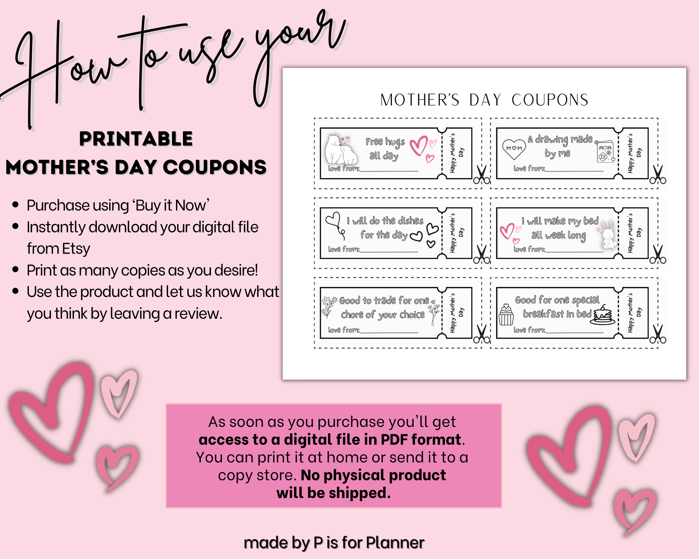 Mother’s Day Printable Coupon Book, Gift for Mom - Etsy