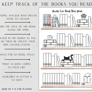 Reading Tracker Printable, Bookshelf Reading Log, Book Tracker, Book ...
