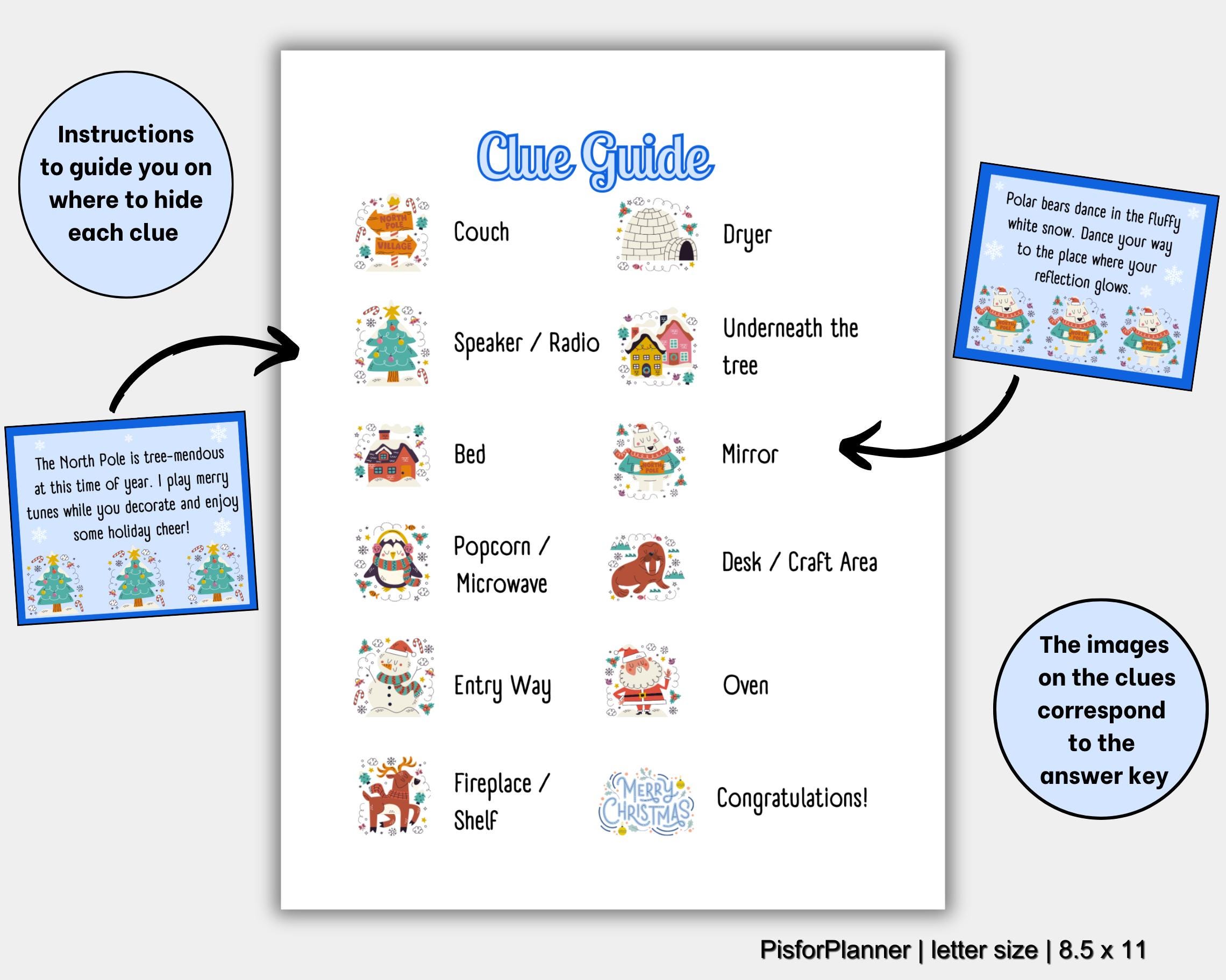 Christmas Scavenger Hunt for Kids, North Pole Adventure, Indoor Holiday ...