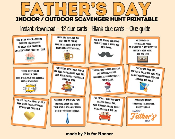 Father's Day Printable Game | Indoor Scavenger Hunt | Family Party Game ...
