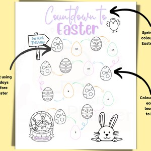 Easter Countdown Printable Activity, Easter Colouring Page, Easter Game ...