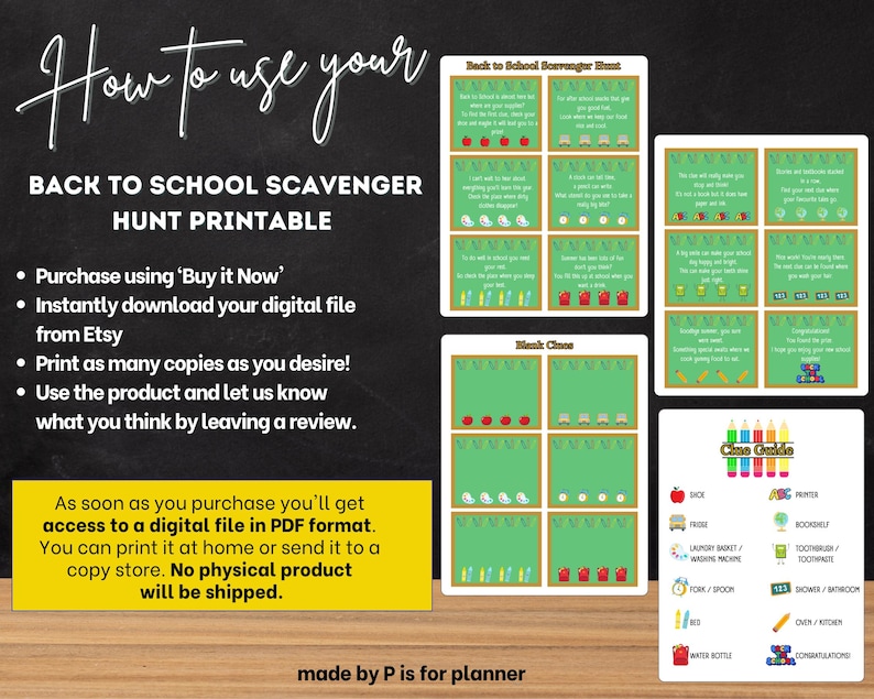 Back to School Scavenger Hunt for Kids, Indoor Treasure Hunt, Fun Back ...