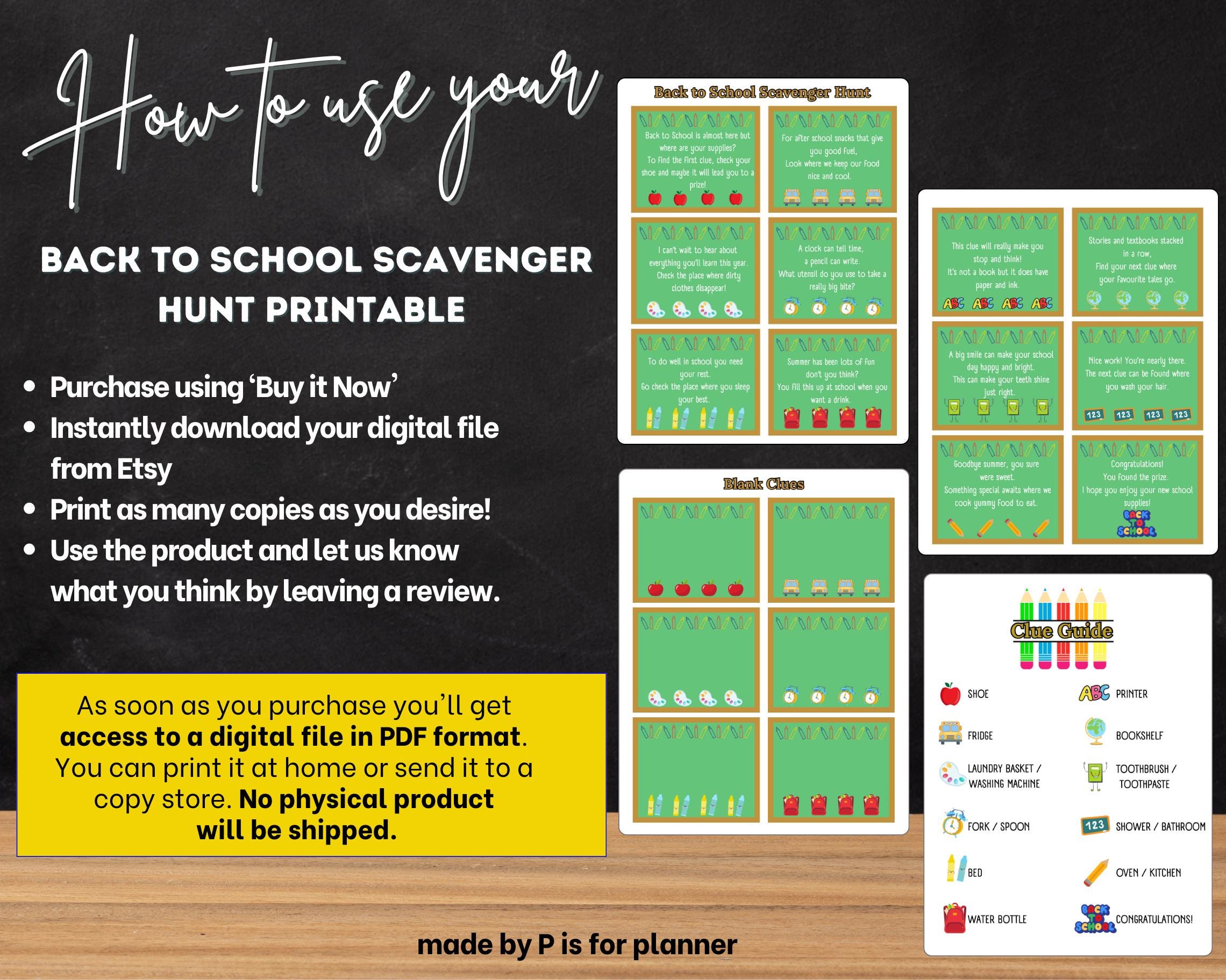 Back to School Scavenger Hunt for Kids, Indoor Treasure Hunt, Fun Back ...
