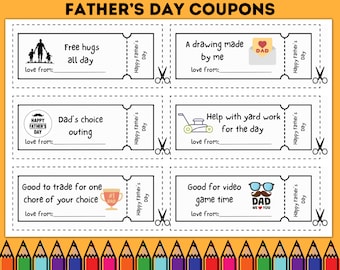 Coupon Book for Dad, Father's Day Gift From Kids, Printable Coupon Book ...