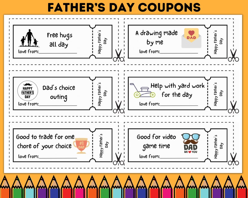 Father’s Day Coupons, Printable Coupon Book, Father’s Day Gift - Etsy