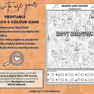 Halloween Search and Color Printable, Halloween Colouring Activity Page ...