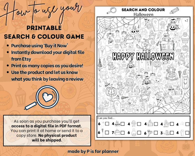 Halloween Search and Color Printable, Halloween Colouring Activity Page ...
