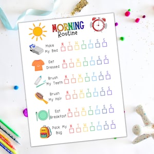 Kids Morning/bedtime Checklist Printable, Kids Routine Chart, Checklist ...