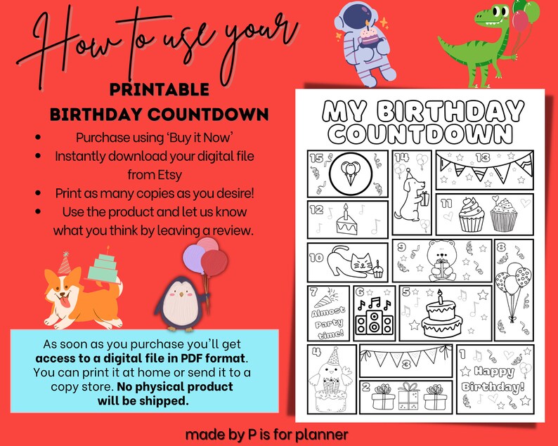 Kids Birthday Activity, Printable Birthday Coloring Page - Etsy