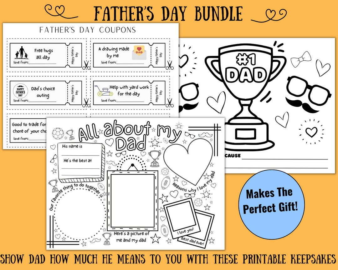 Father’s Day Gift Bundle, Gift for Dad Printable Keepsakes, Father’s ...