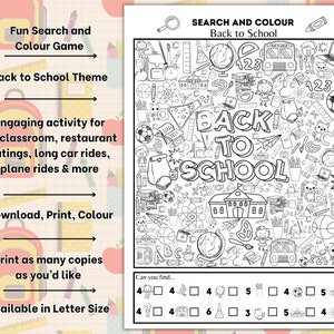 Back to School Search and Color Printable, Back to School Coloring ...