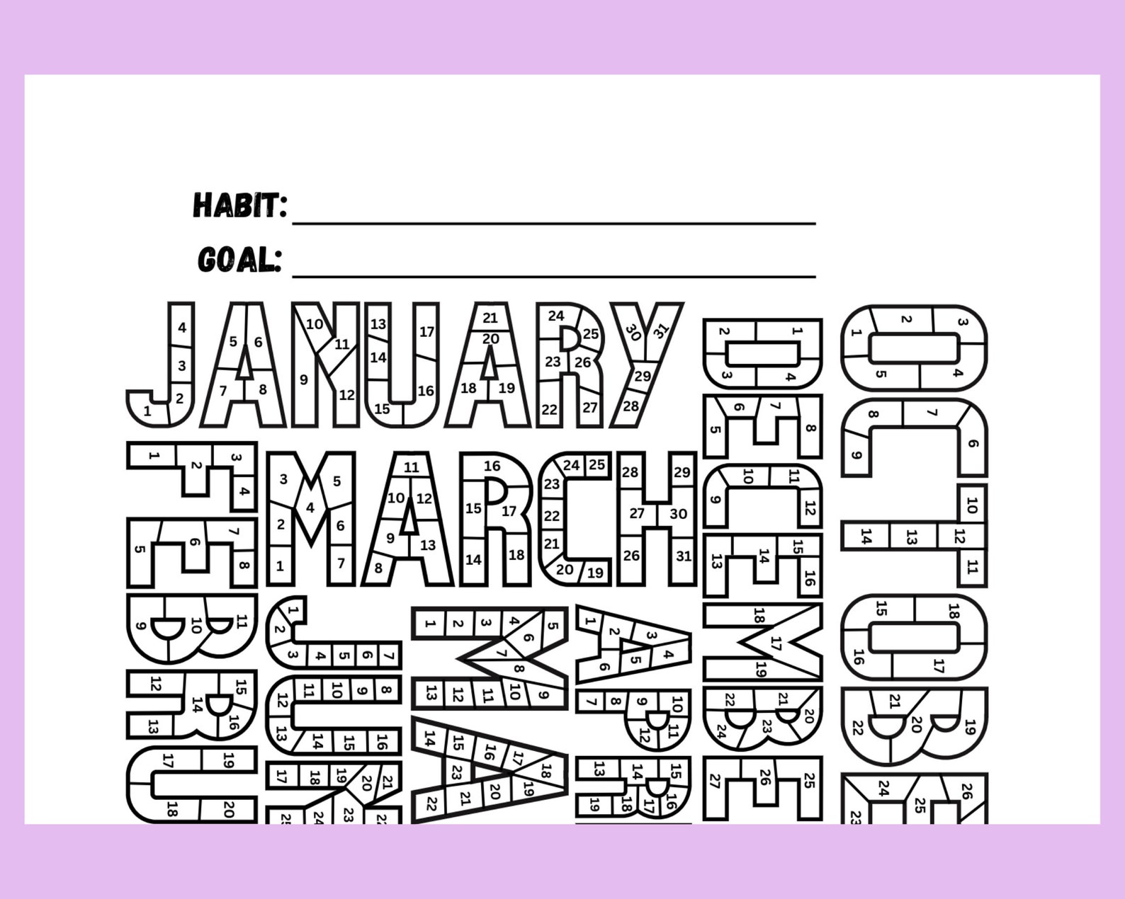 Habit Tracker Printable, Daily, Monthly, Yearly Tracker, 30 Day ...