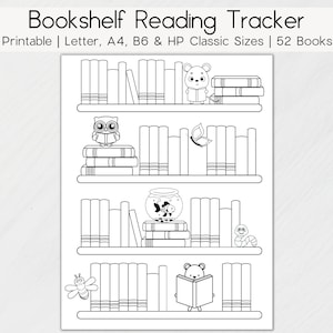 Bookshelf Reading Tracker Printable, Reading Challenge Bookshelf 52 ...