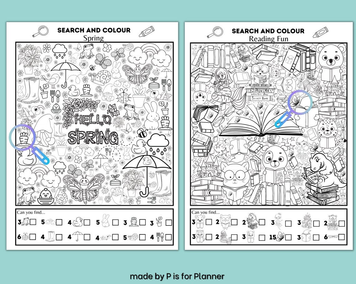 Search and Color Game Bundle, Printable Seek and Find Hidden Objects ...