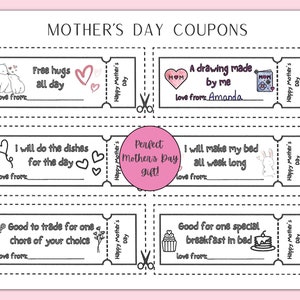 Mother’s Day Printable Coupon Book, Gift for Mom - Etsy