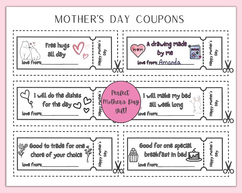 Mother’s Day Printable Coupon Book, Gift for Mom - Etsy