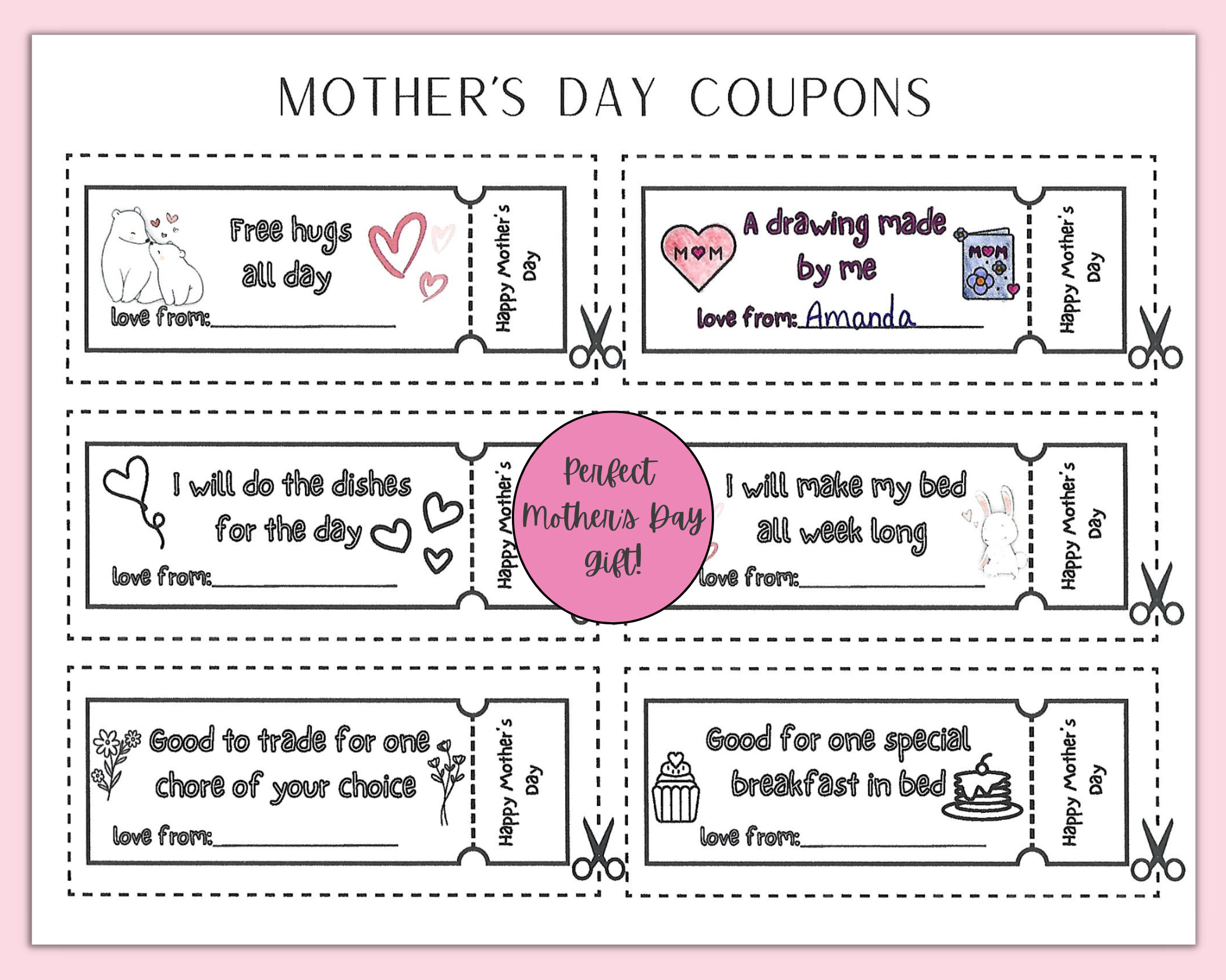 Mother’s Day Printable Coupon Book, Gift for Mom - Etsy