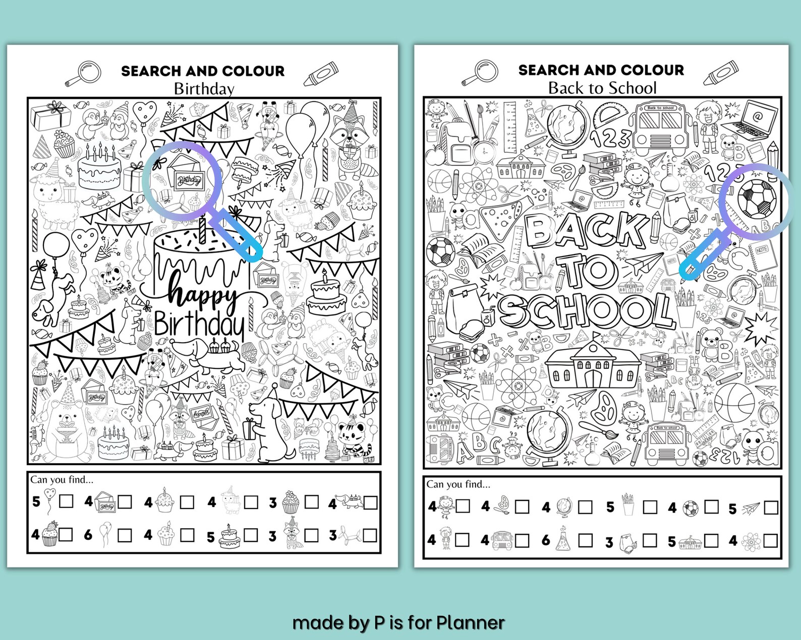 Search and Color Game Bundle, Printable Seek and Find Hidden Objects ...