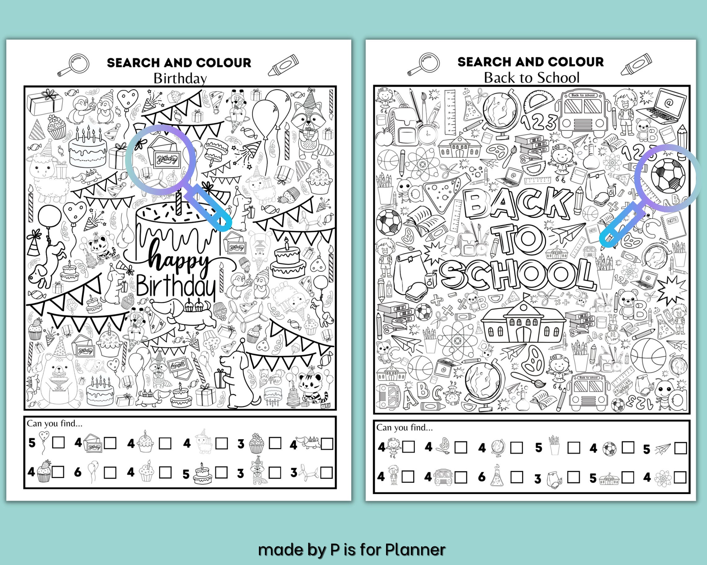 Search and Color Game Bundle, Printable Seek and Find Hidden Objects ...