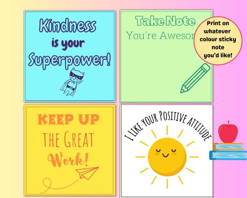 Back to School Sticky Notes, Printable Sticky Notes, Teacher Notes ...