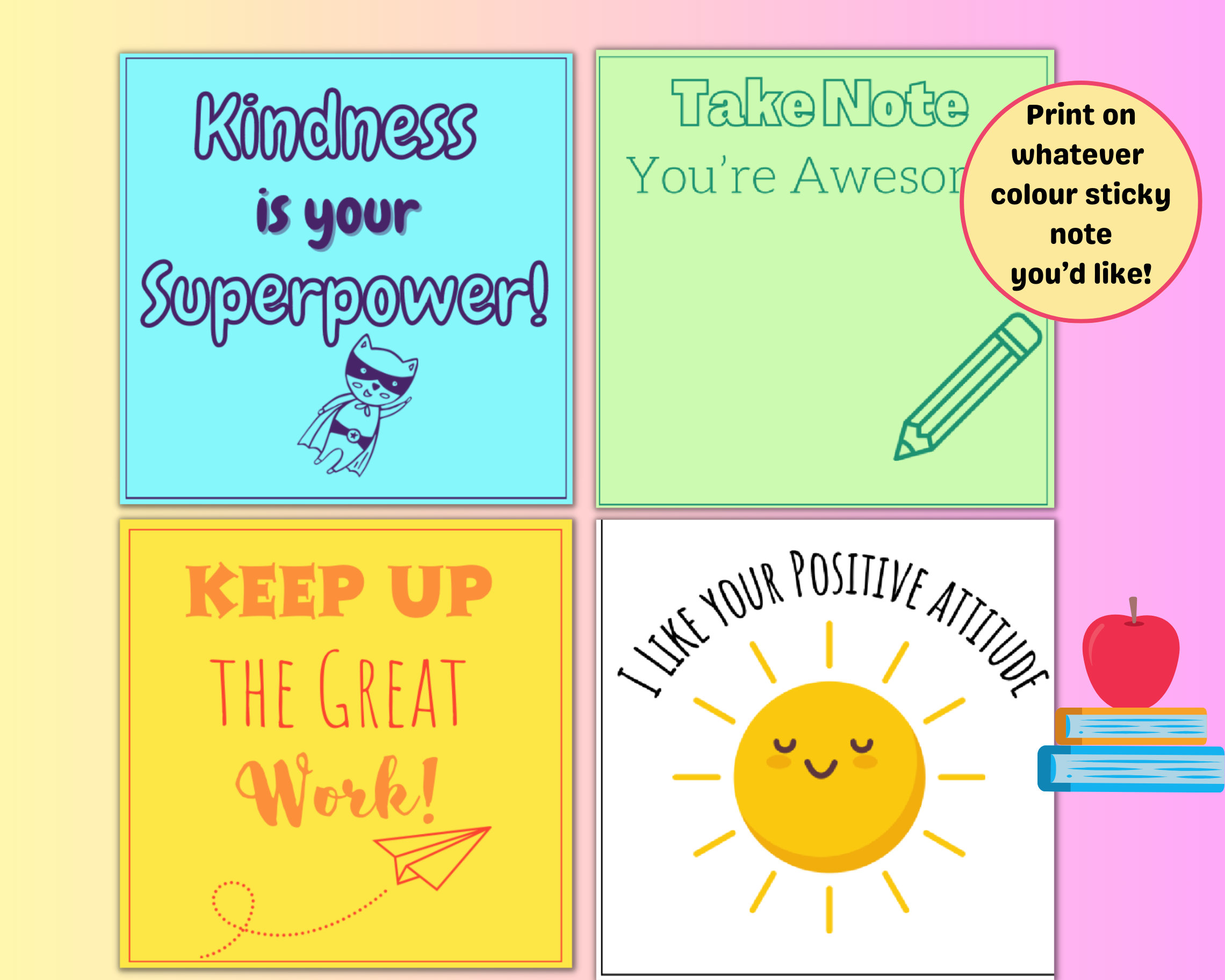 Back to School Sticky Notes, Printable Sticky Notes, Teacher Notes ...