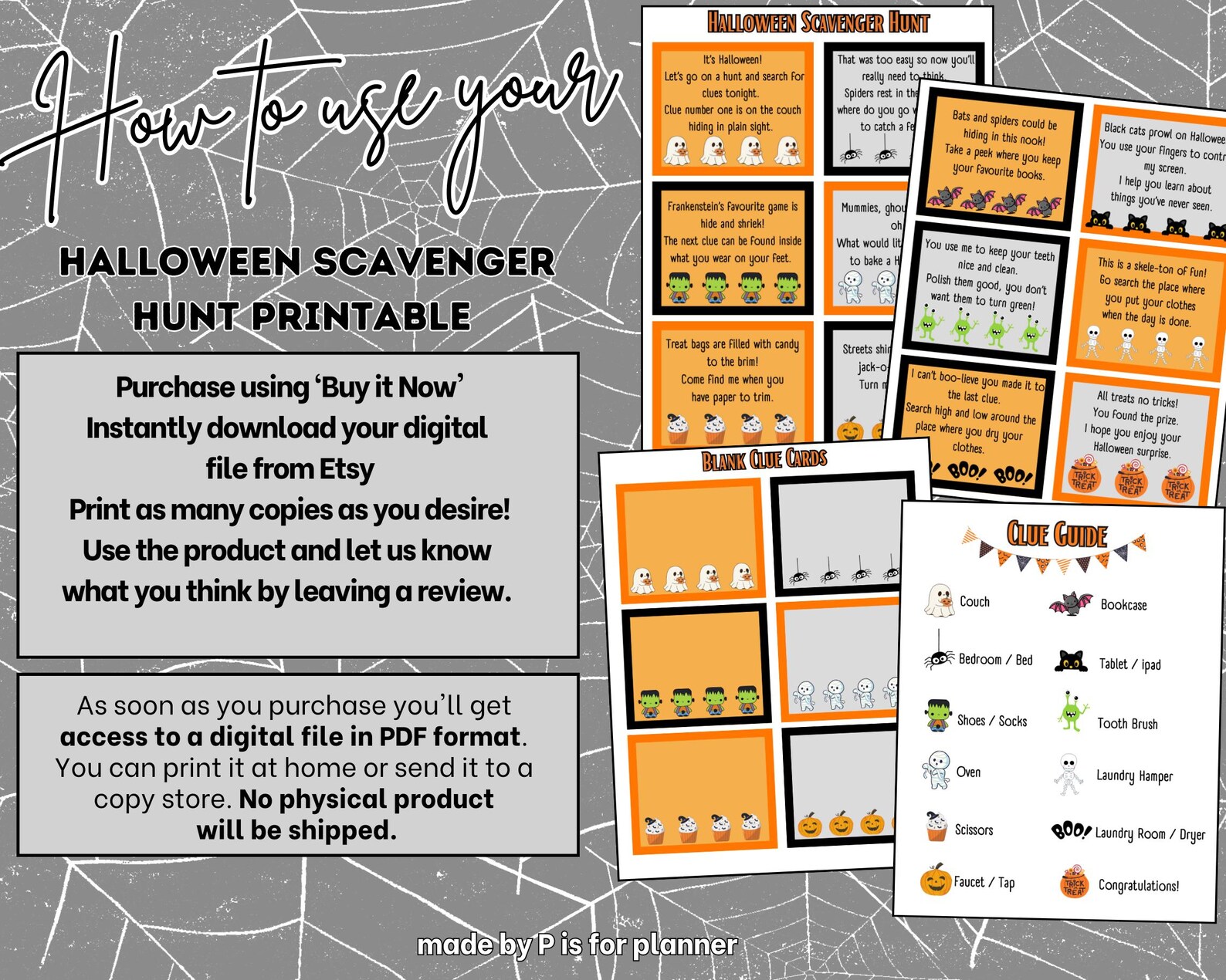 Halloween Scavenger Hunt for Kids, Indoor Treasure Hunt, Halloween ...