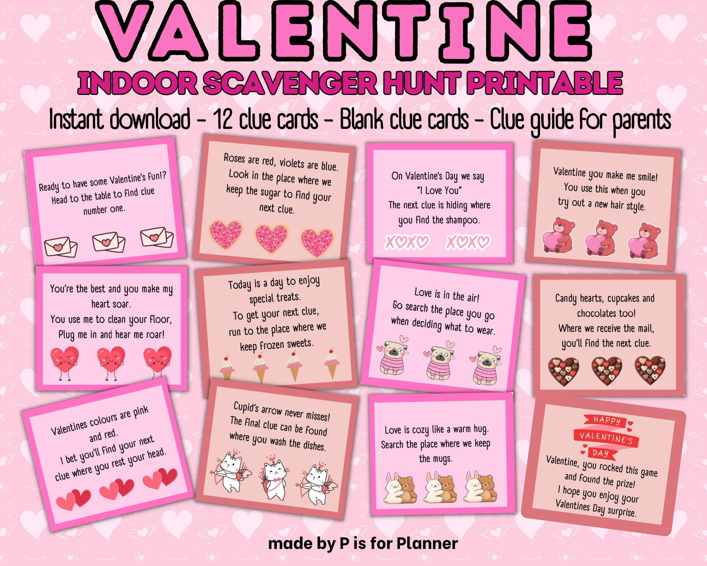 Valentine’s Day Scavenger Hunt for Kids, Indoor Valentines Treasure ...
