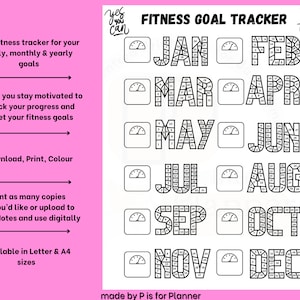 Printable Fitness Goal Tracker, Daily Workout Tracker, Monthly Weight ...