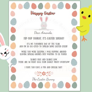 Editable Easter Bunny Letter Template Printable, Easter Basket Note ...