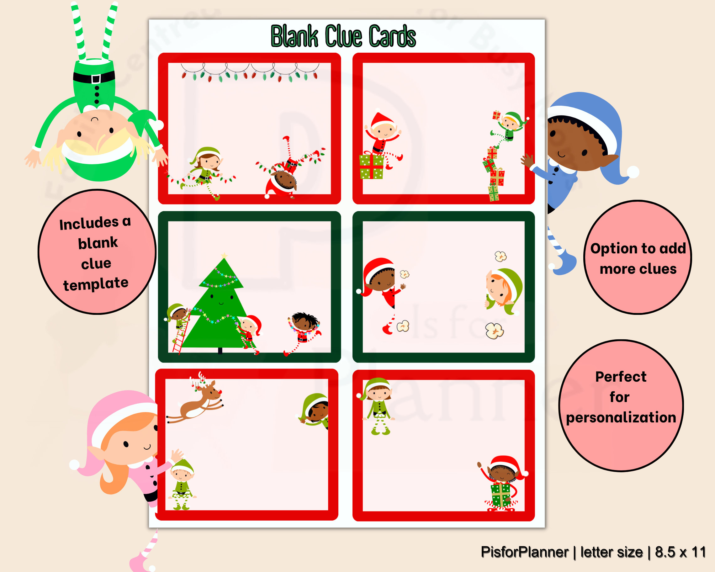 Christmas Elves Scavenger Hunt for Kids, Indoor Holiday Treasure Hunt ...