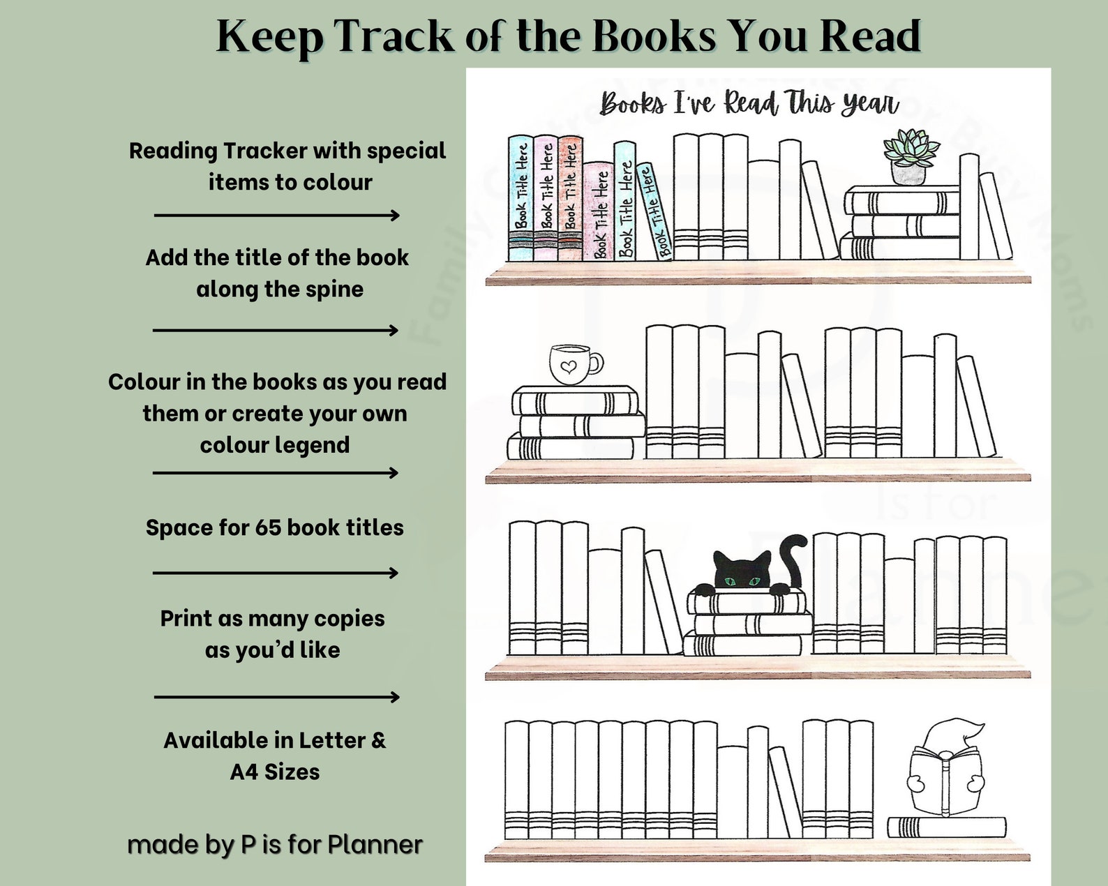 Bookshelf Reading Tracker Printable, Yearly Reading Challenge, Books I ...