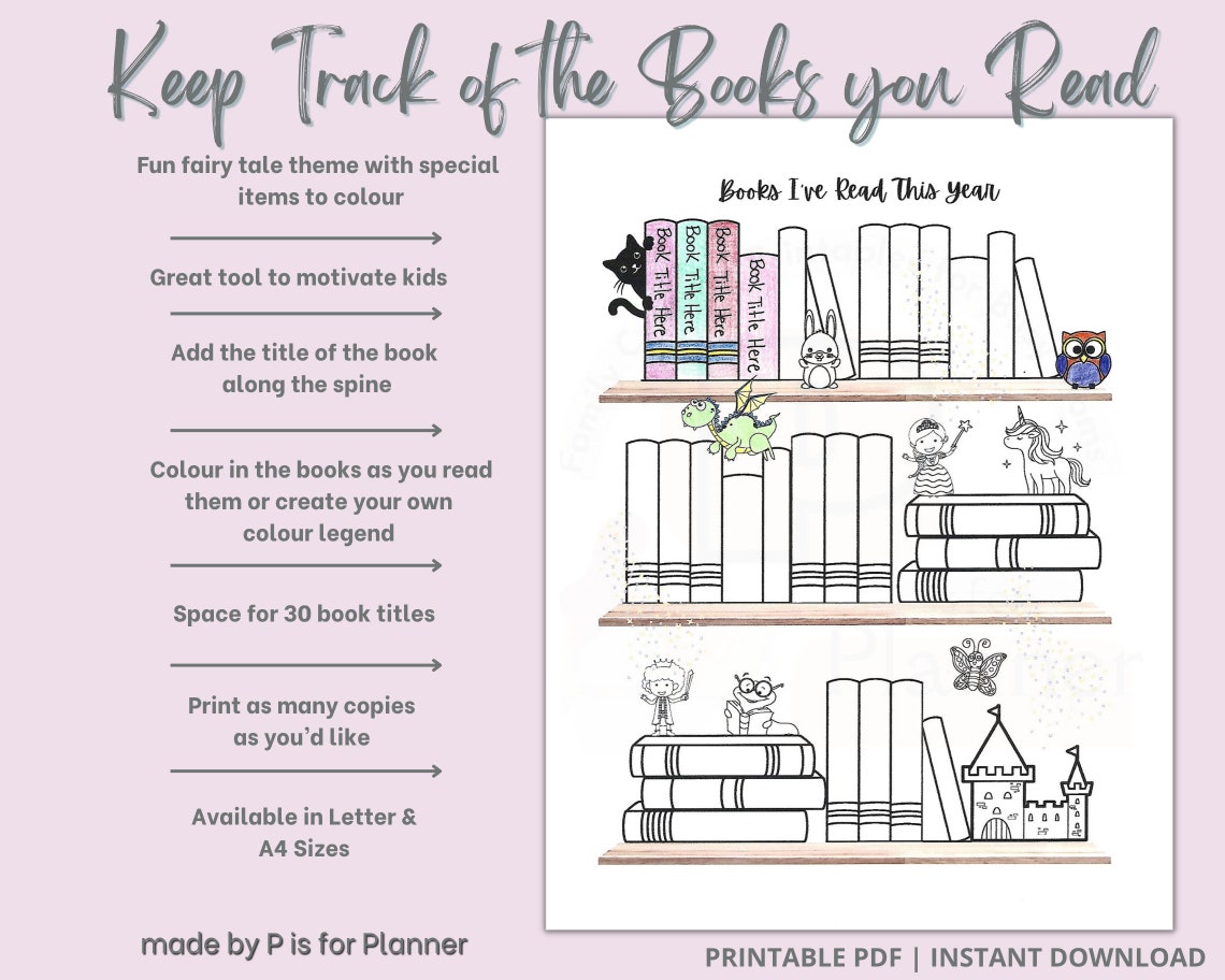 Printable Bookshelf Reading Tracker, Books Ive Read This Year ...
