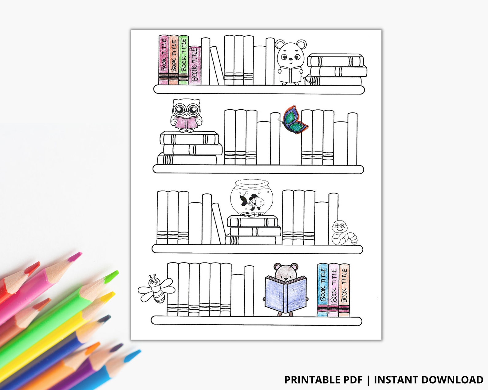 Bookshelf Reading Tracker Printable, Reading Challenge Bookshelf 52 ...