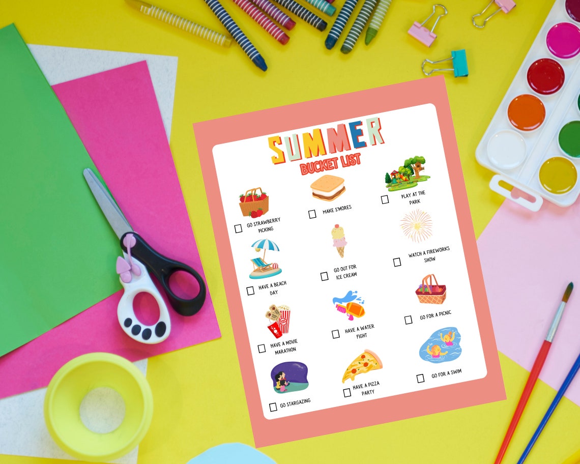 Summer Bucket List Printable, Fun Summer Checklist, Summer Bucket List ...