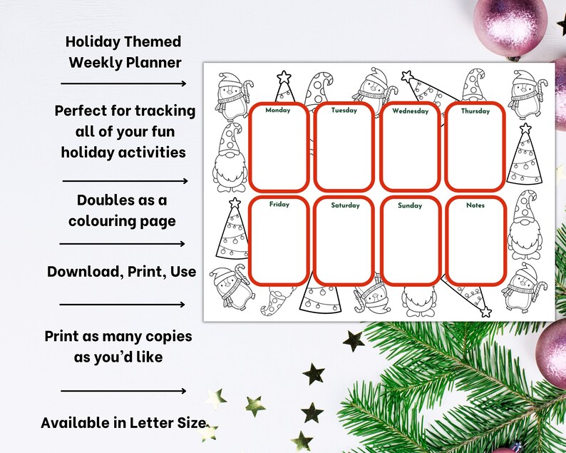 Printable Christmas Planner Bundle, Weekly Planner Page, Christmas Gift ...