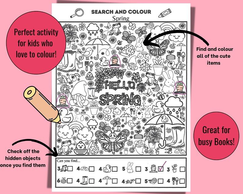 Search and Colour Printable Game Bundle, Seek and Find Kids Activity ...