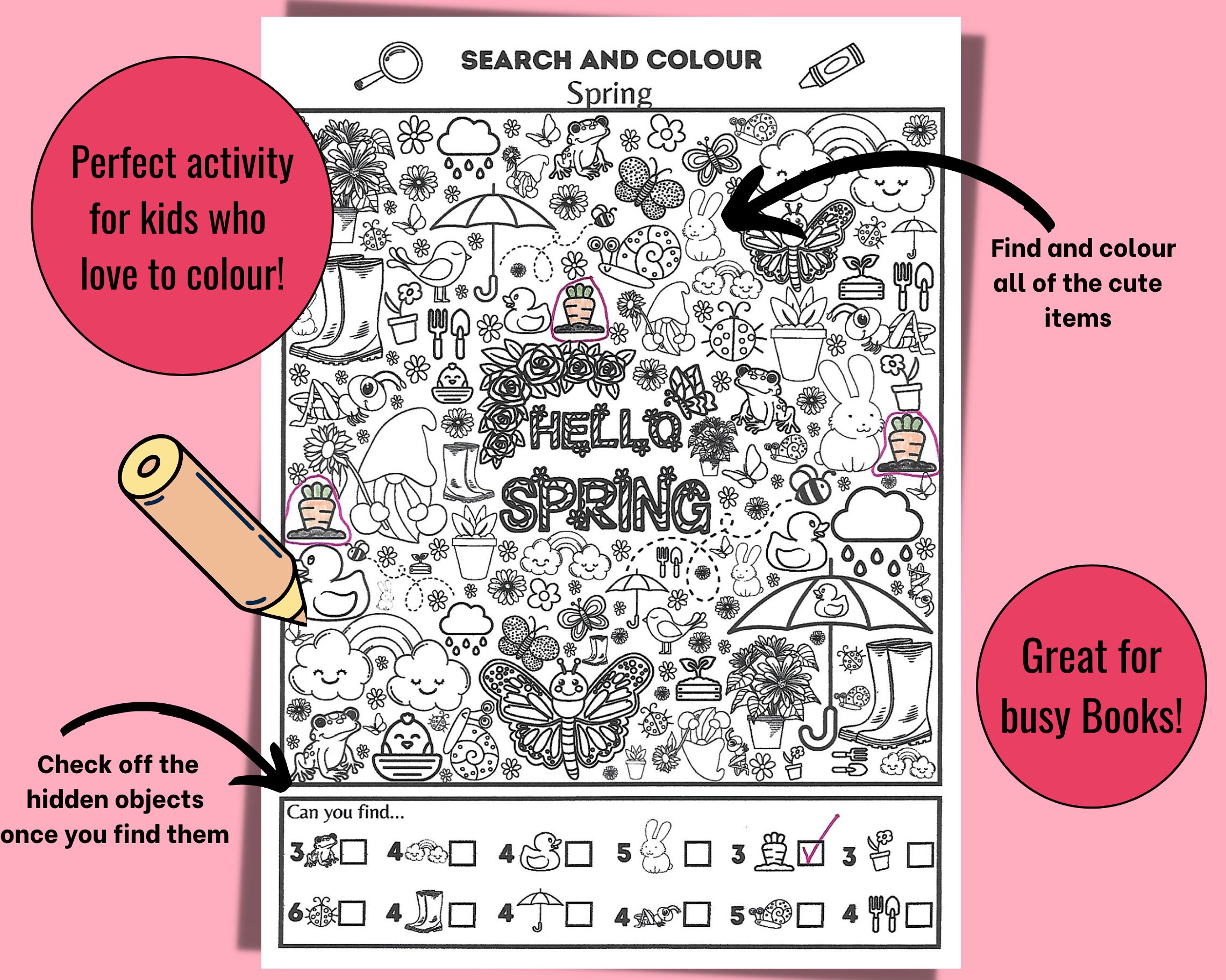 Search and Colour Printable Game Bundle, Seek and Find Kids Activity ...