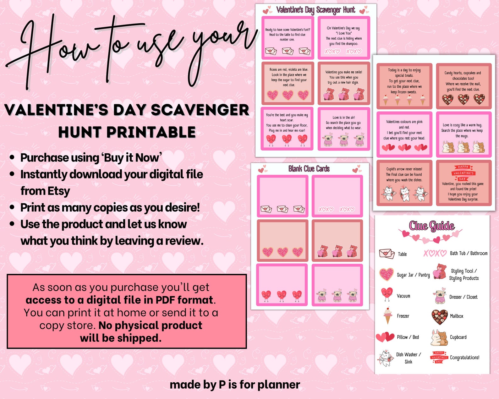 Valentine’s Day Scavenger Hunt for Kids, Indoor Valentines Treasure ...