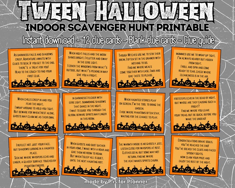 Halloween Scavenger Hunt for Tweens, Indoor Halloween Treasure Hunt ...